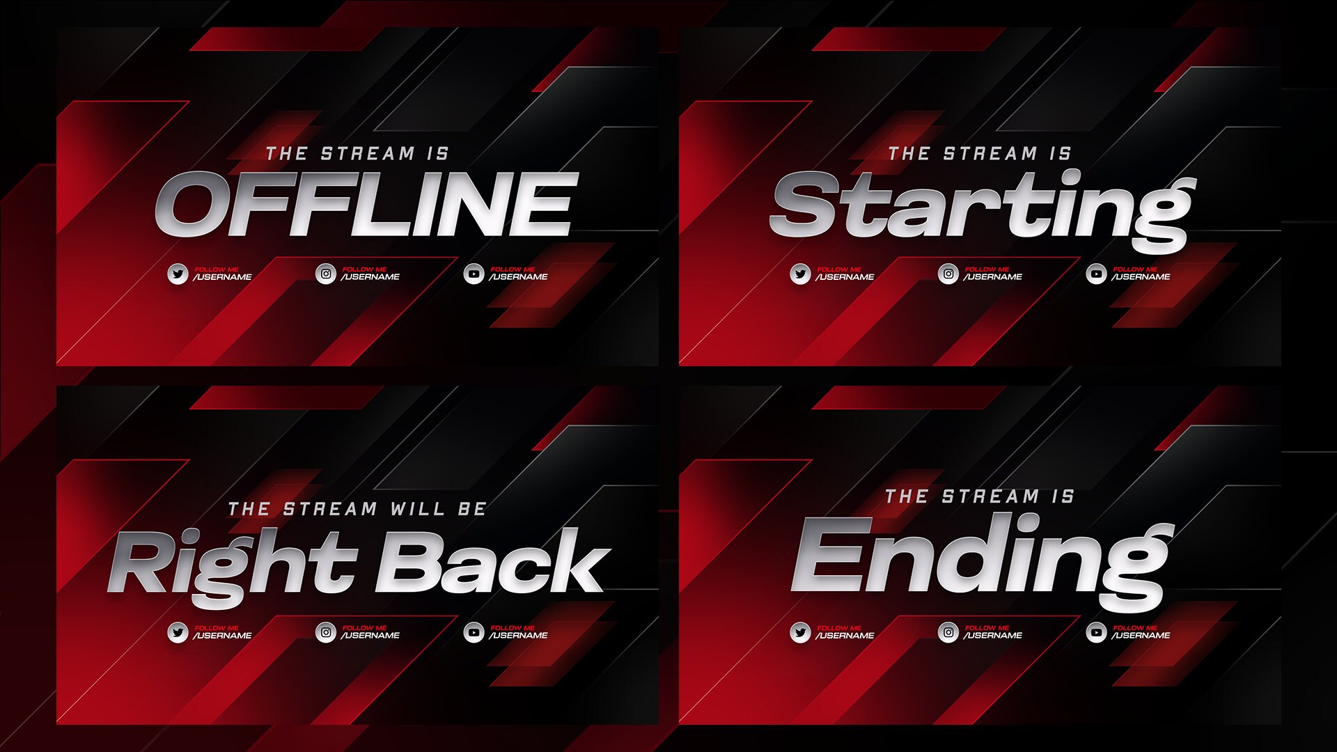 Red Minimalist Stream Overlay Pack: Twitch, Kick, Youtube - Etsy