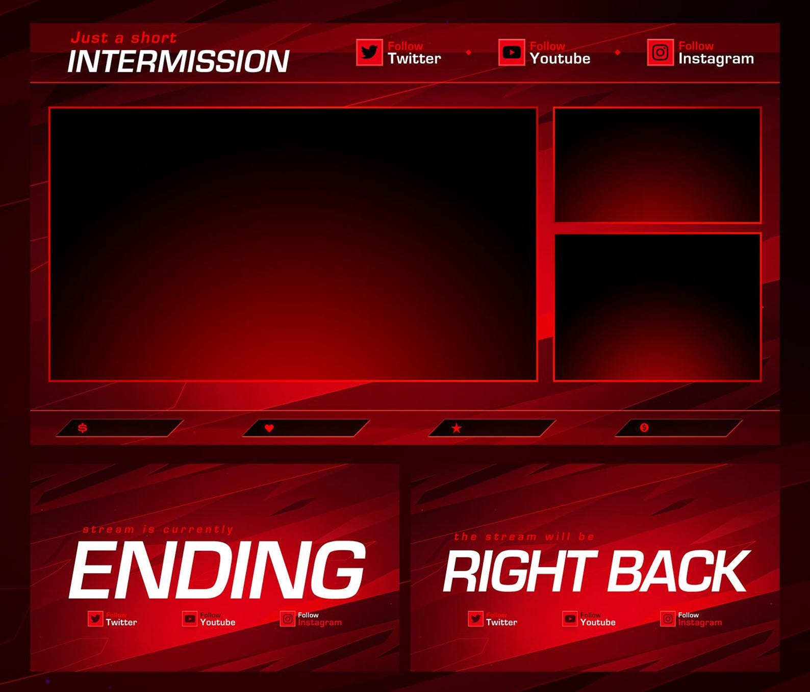 Red Stream Overlay Package: Clean Twitch Theme (PSD+PNG) - Etsy