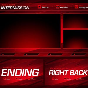 Red Stream Overlay Package: Clean Twitch Theme (PSD+PNG) - Etsy