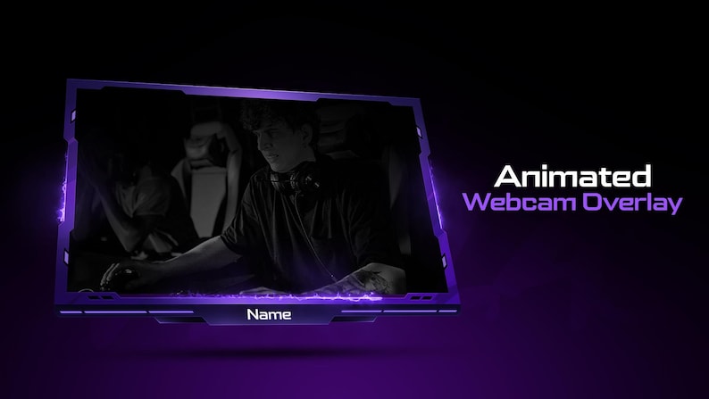Animated Electric Purple Webcam Overlay Template - Etsy