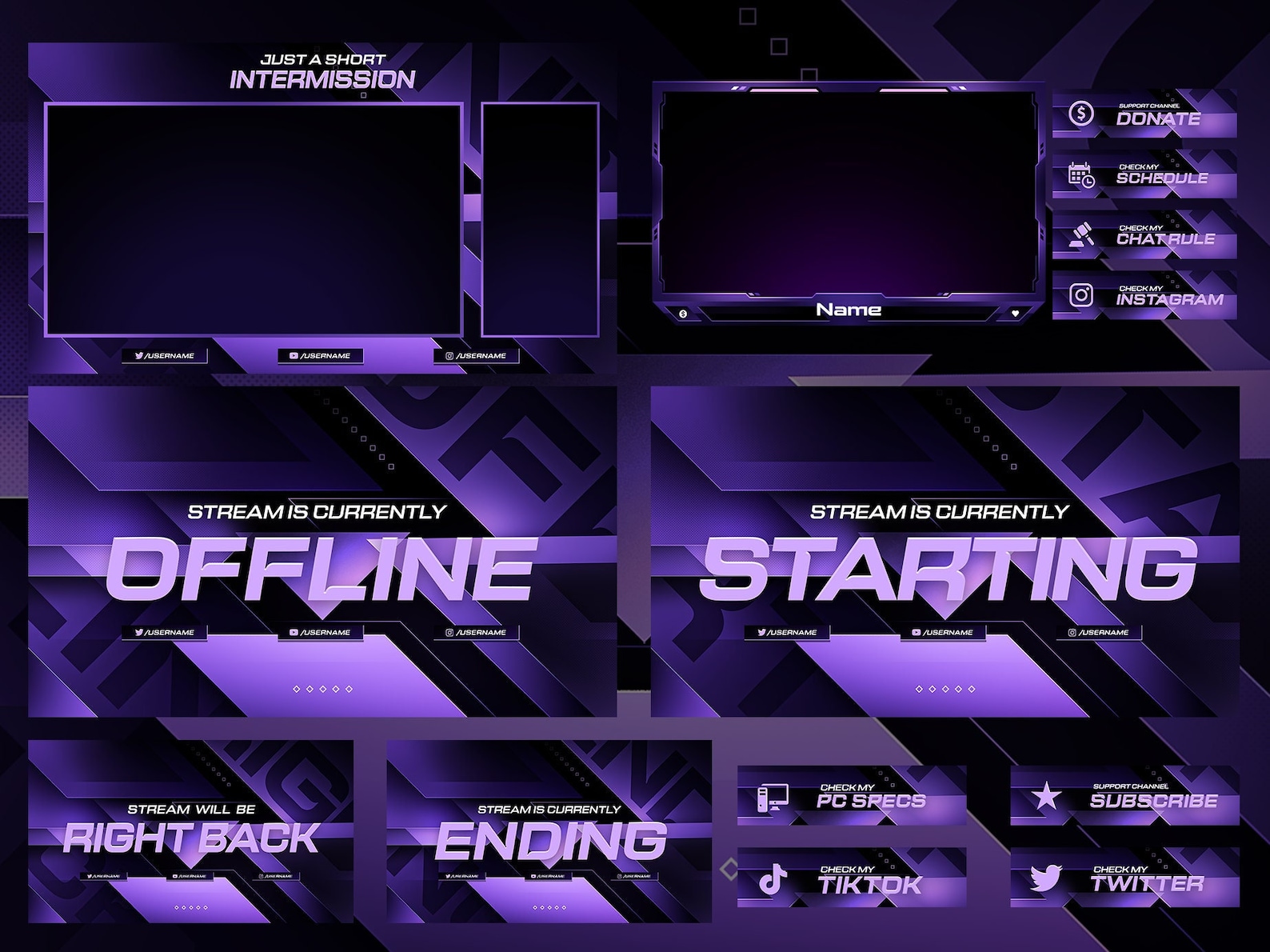 Visionary Stream Overlay Pack Minimal Full Stream Overlays Pack Screens ...
