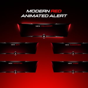 Modern Red Twitch Alerts // Animated Red Twitch Alerts Template// Red ...