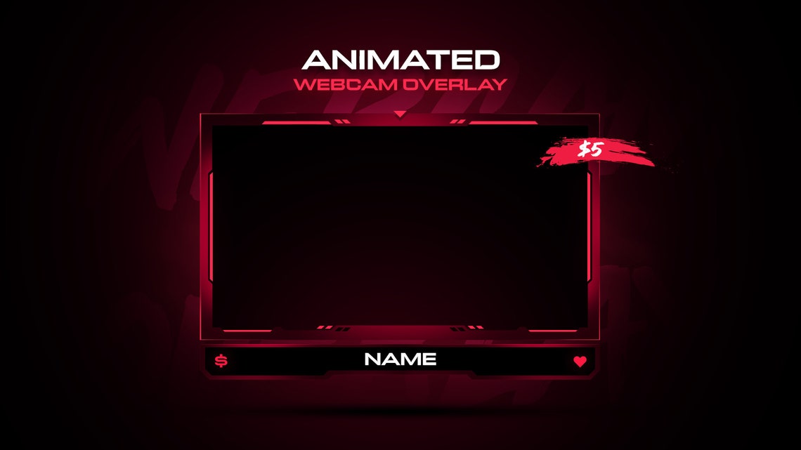 Animated Webcam Overlay Template // Red Facecam Overlay // Minimal ...