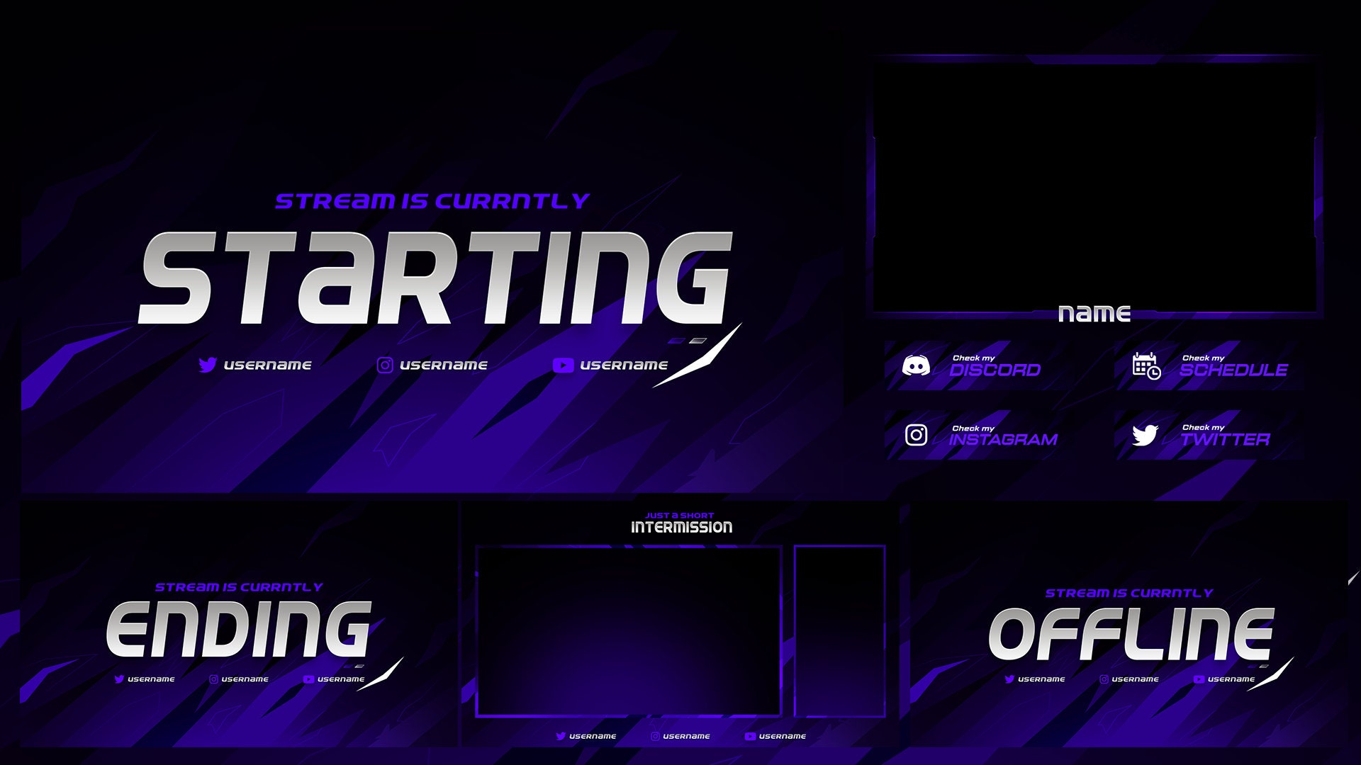 Minimalist Stream Overlay Pack: Clean Twitch Overlay With Source Files ...