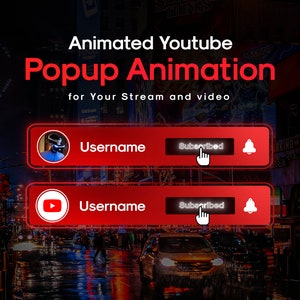 Animated Youtube Popup Animation for Youtube, Twitch, Kick Streamers ...
