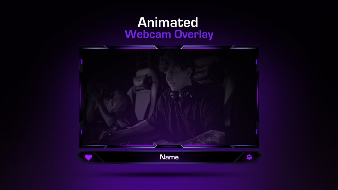Clean Animated Purple Webcam Overlay for Streamers // Twitch Overlays ...