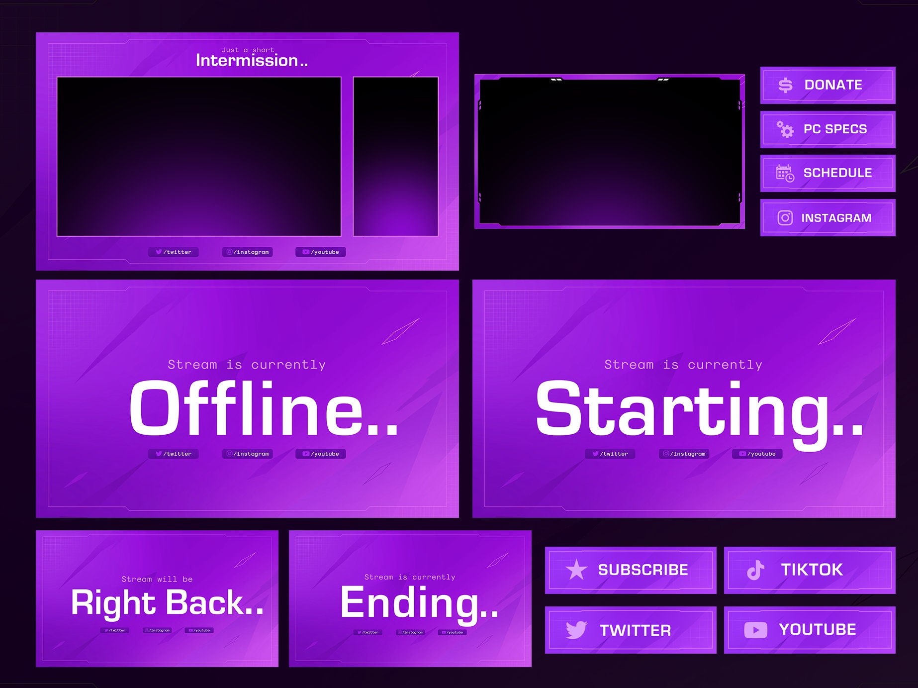 Apollo Stream Overlay Pack/ Minimal Full Stream Overlay Pack Template ...