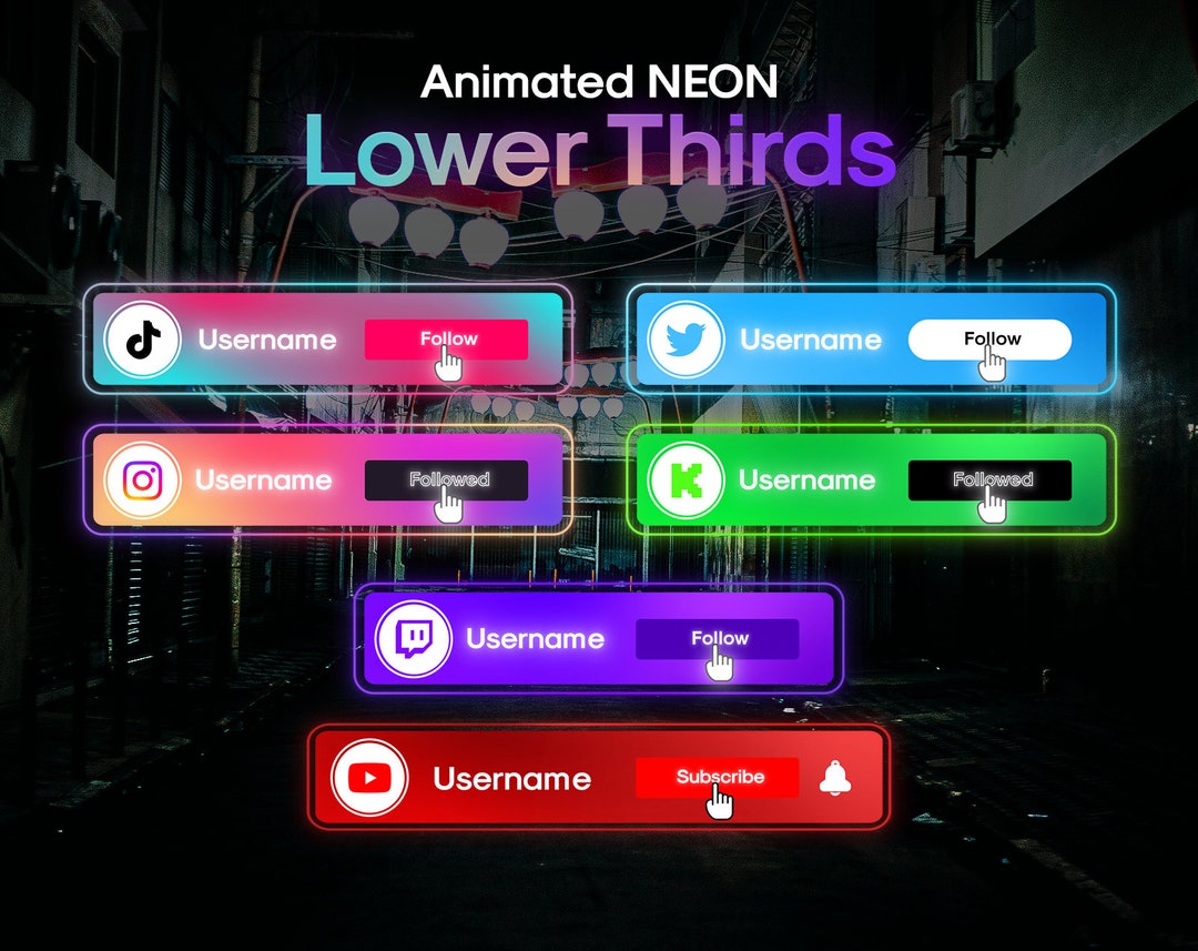 Neon Social Media Popup for Youtube, Twitch, Kick Streams and Videos ...