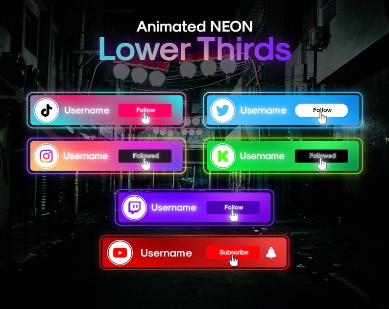 Neon Social Media Popup for Youtube, Twitch, Kick Streams and Videos || Socials Widget || Custom ...