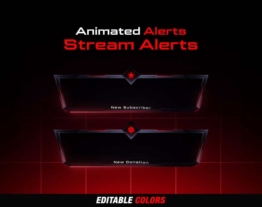 Animated Red Stream Alerts // Minimal Twitch Alerts Template // Red ...