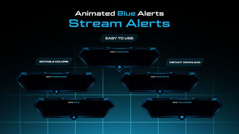 Animated Blue Stream Alerts: Twitch/kick/youtube (source File Included ...
