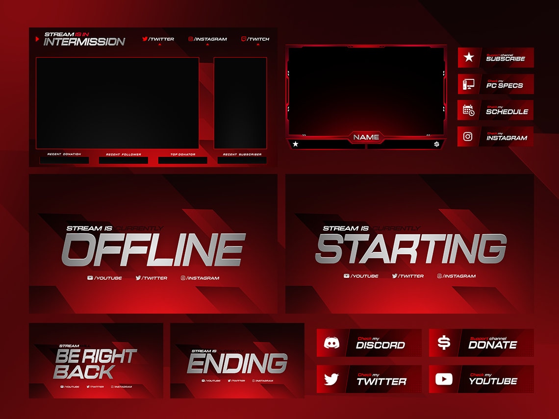 Minimal Full Stream Overlay Pack, Complete Stream Overlays Pack ...