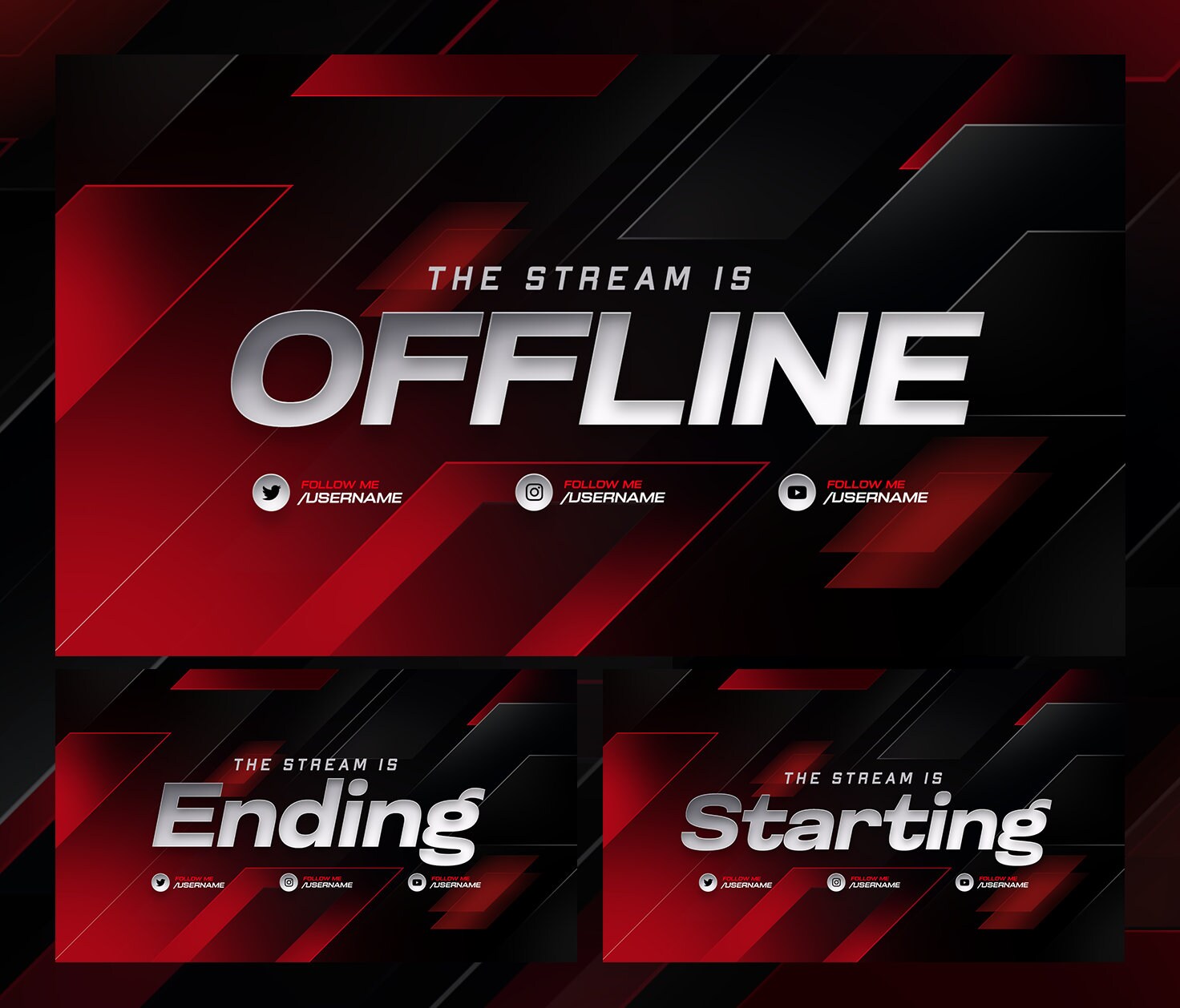 Red Minimalist Stream Overlay Pack: Twitch, Kick, Youtube - Etsy