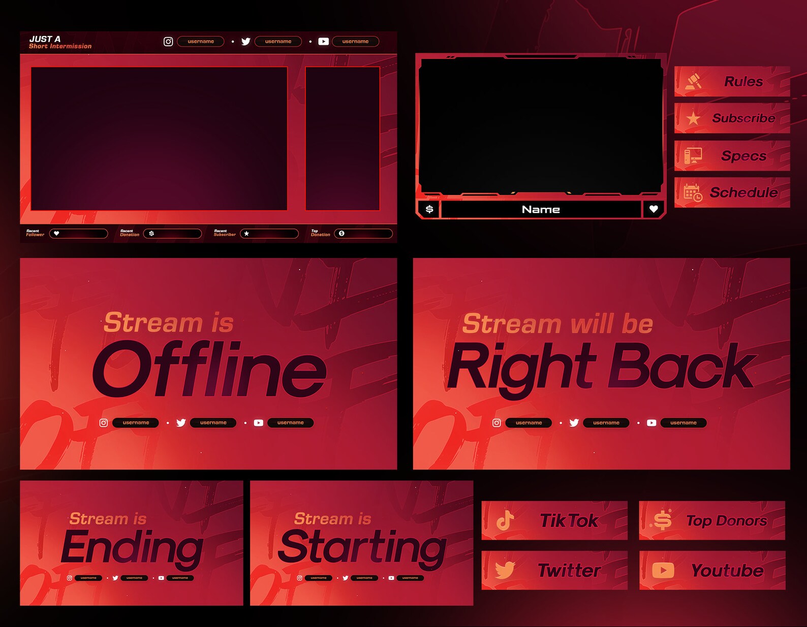 Clean and Minimal Stream Overlay Pack Orange Stream Overlay - Etsy