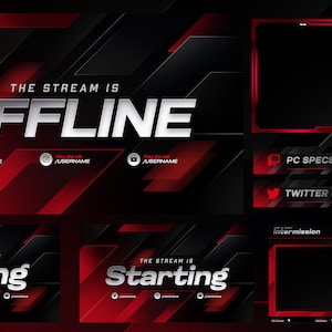 Red Minimalist Stream Overlay Pack: Twitch, Kick, Youtube - Etsy