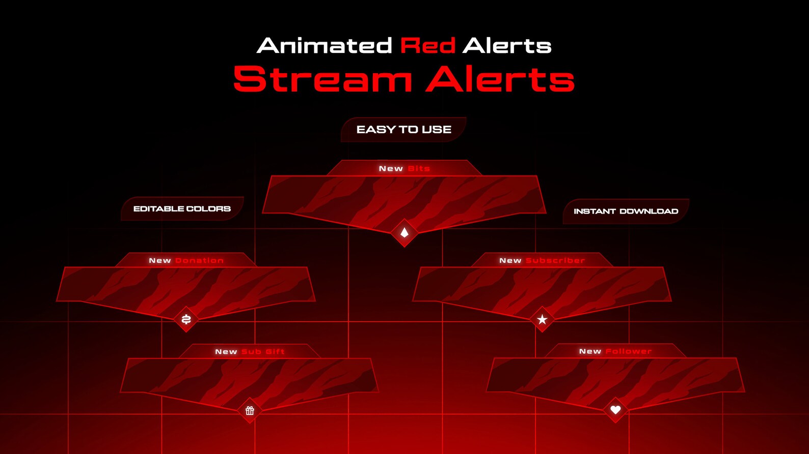 Animated Red Stream Alerts: Twitch/kick/youtube - Etsy