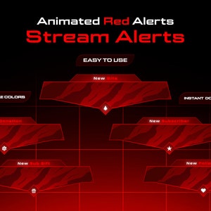Animated Red Stream Alerts // Minimal Twitch Alerts Template // Red ...