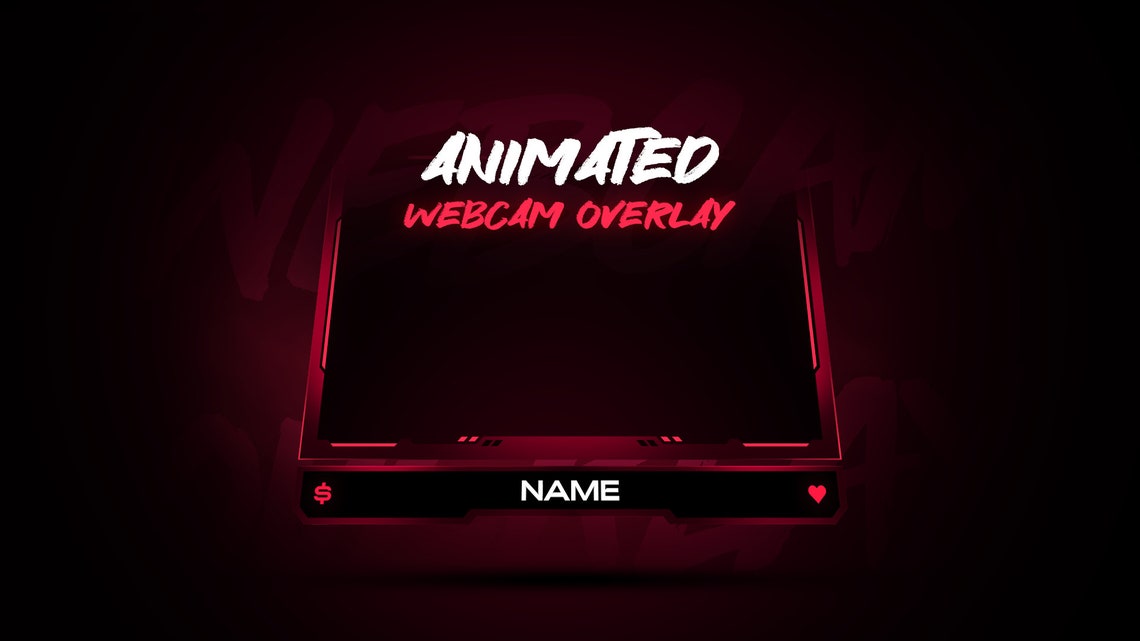 Animated Webcam Overlay Template // Red Facecam Overlay // Minimal ...