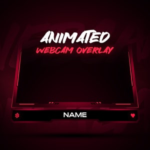 Animated Webcam Overlay Template // Red Facecam Overlay // Minimal Facecam Overlay Template - Etsy