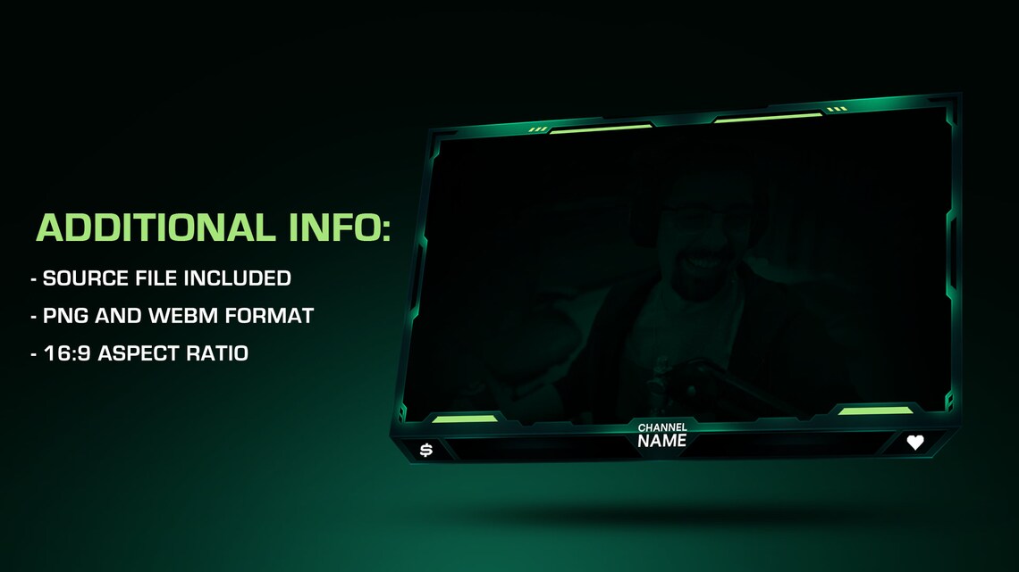 Animated Green Webcam Overlay Template // Minimal Webcam Overlay ...