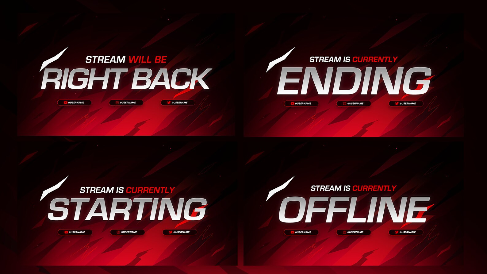 Minimal Red Stream Overlay Pack for Twitch, Kick & Youtube Streamers ...