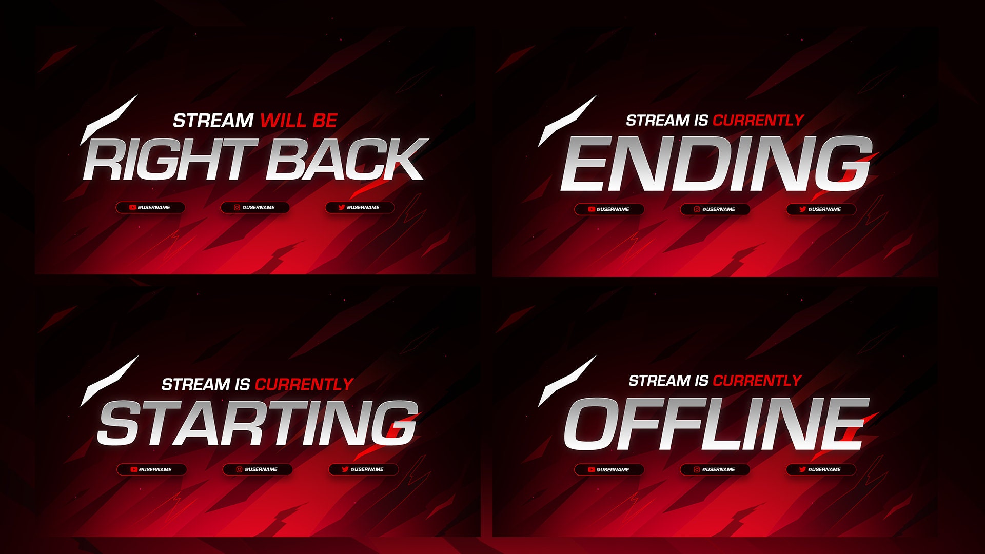 Minimal Red Stream Overlay Pack for Twitch, Kick & Youtube Streamers ...
