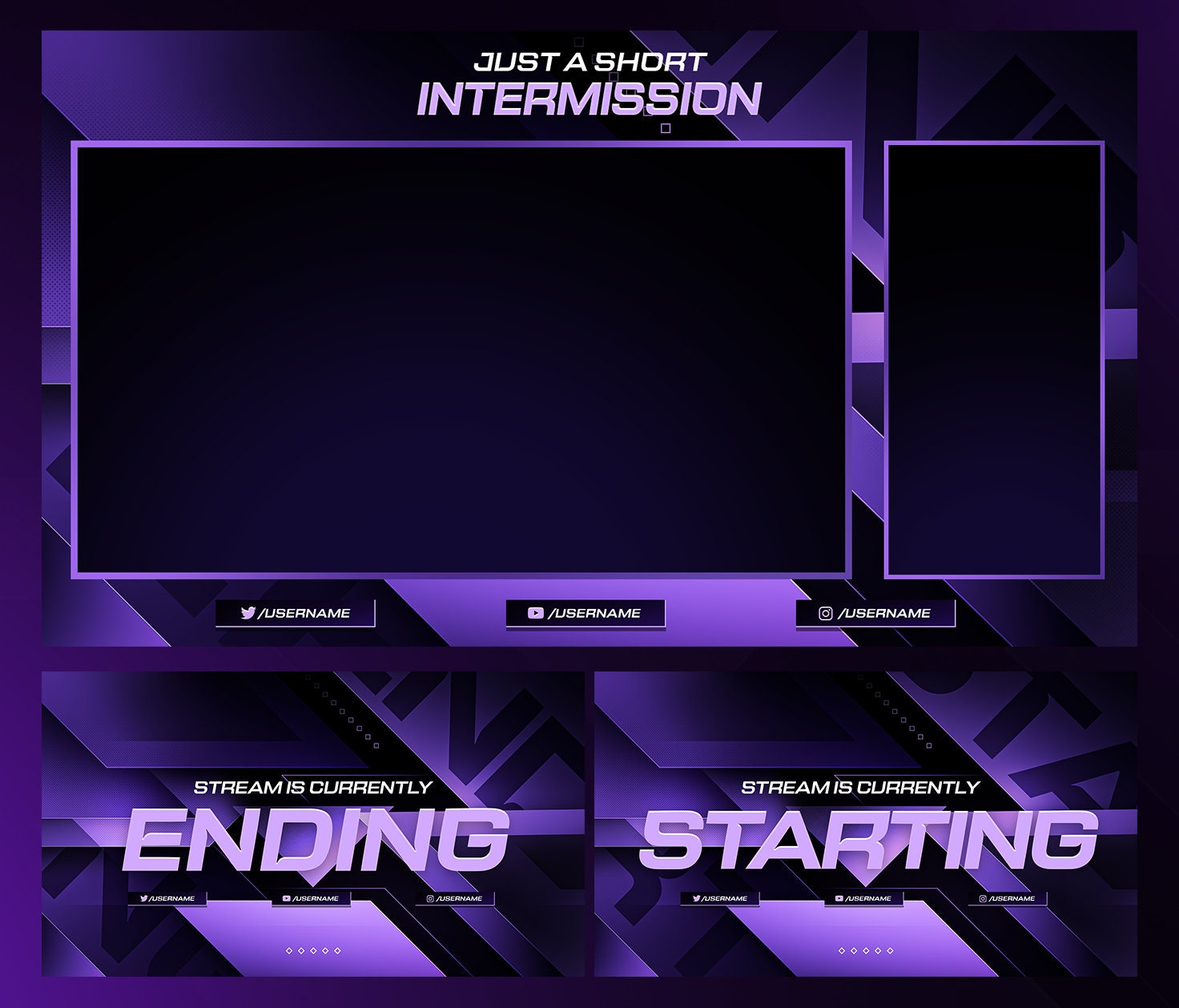 Visionary Stream Overlay Pack Minimal Full Stream Overlays Pack Screens ...