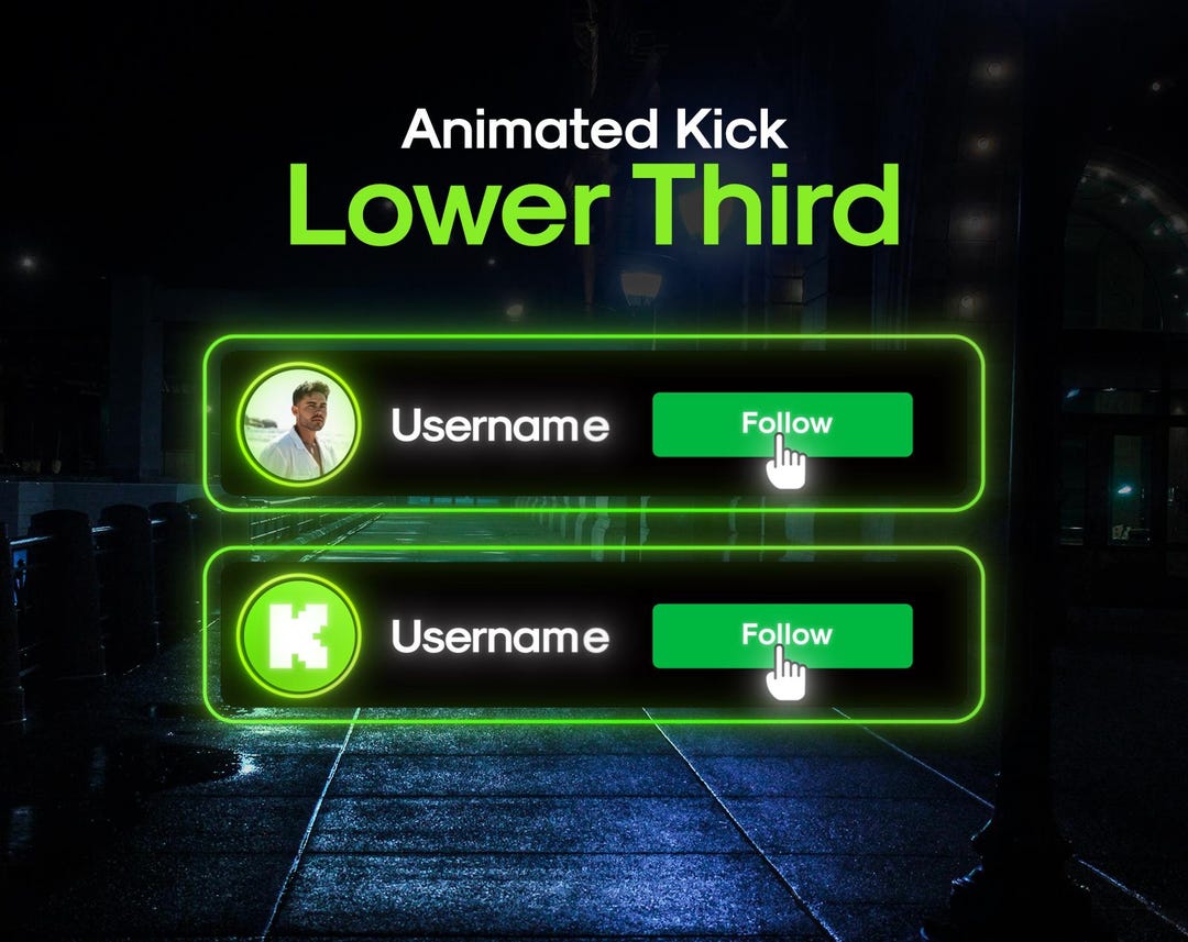 Animated Neon Kick Popup Animation for Youtube, Twitch, Kick Streamers ...