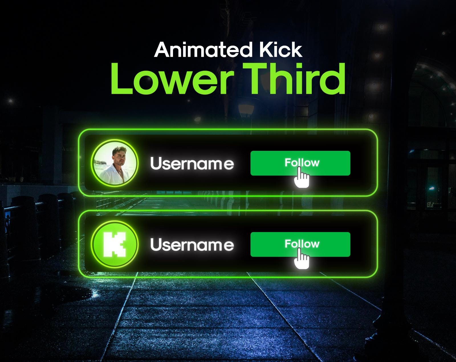 Animated Neon Kick Popup Animation for Youtube, Twitch, Kick Streamers ...
