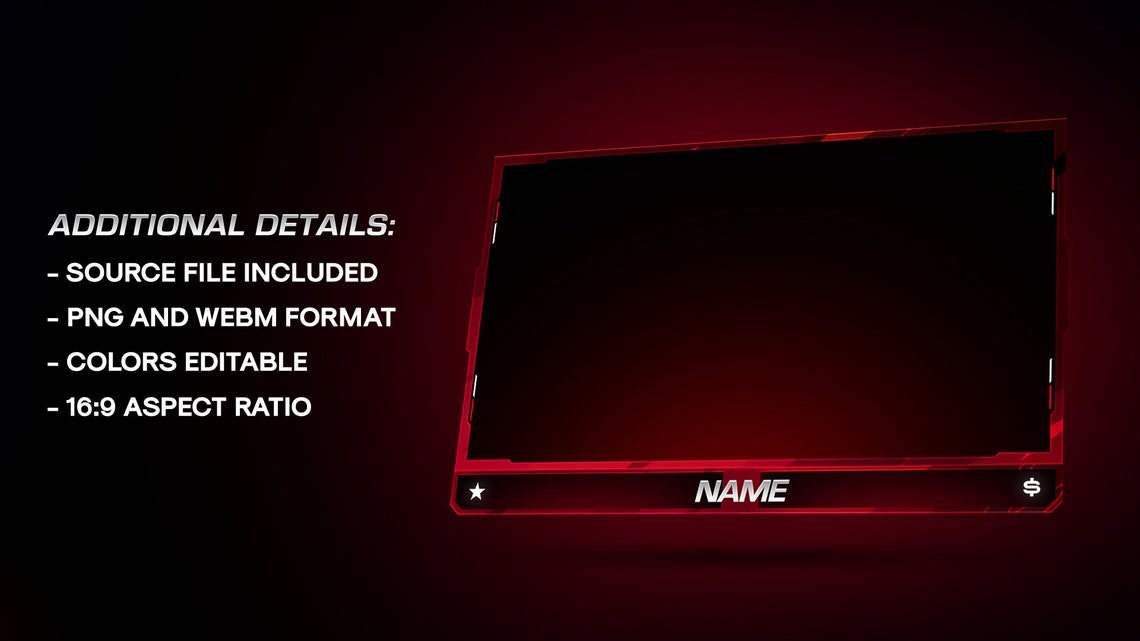 Animated Red Webcam Overlay: Clean Stream Overlay Template - Etsy