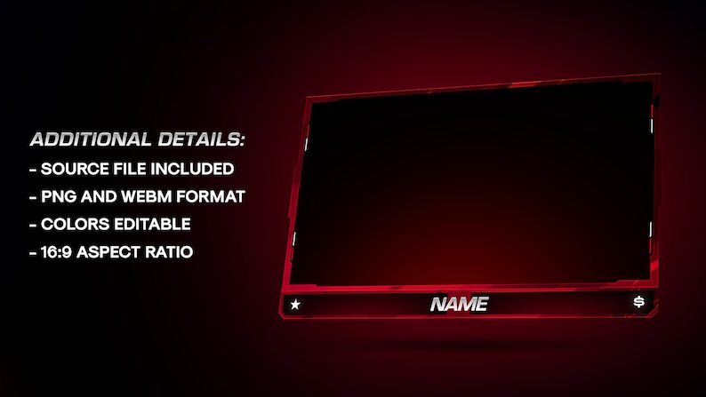 Animated Red Webcam Overlay: Clean Stream Overlay Template - Etsy