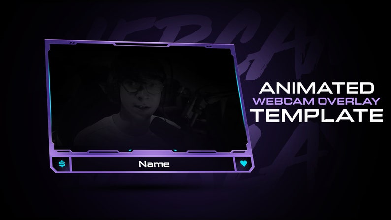 Purple Animated Webcam Overlay: Twitch Facecam Template - Etsy