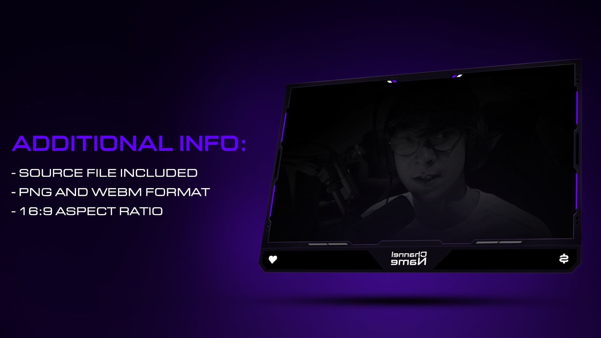 Animated Dark Purple Webcam Overlay Clean Webcam Overlay Template - Etsy