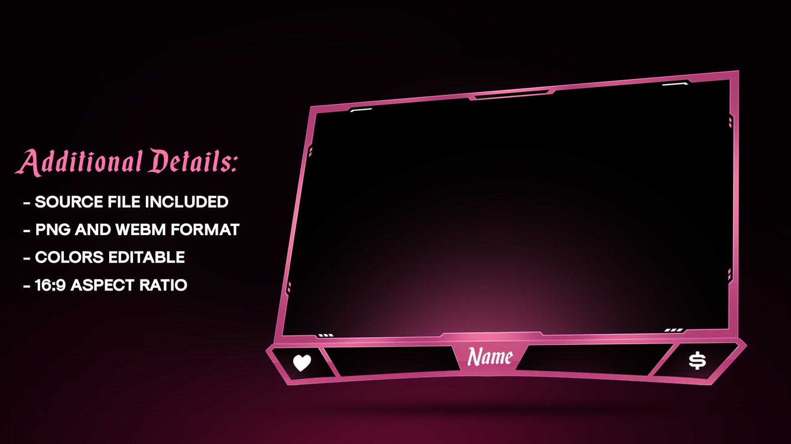 Pink Animated Webcam Overlay: Clean Stream Template (PSD, PNG, WEBM) - Etsy