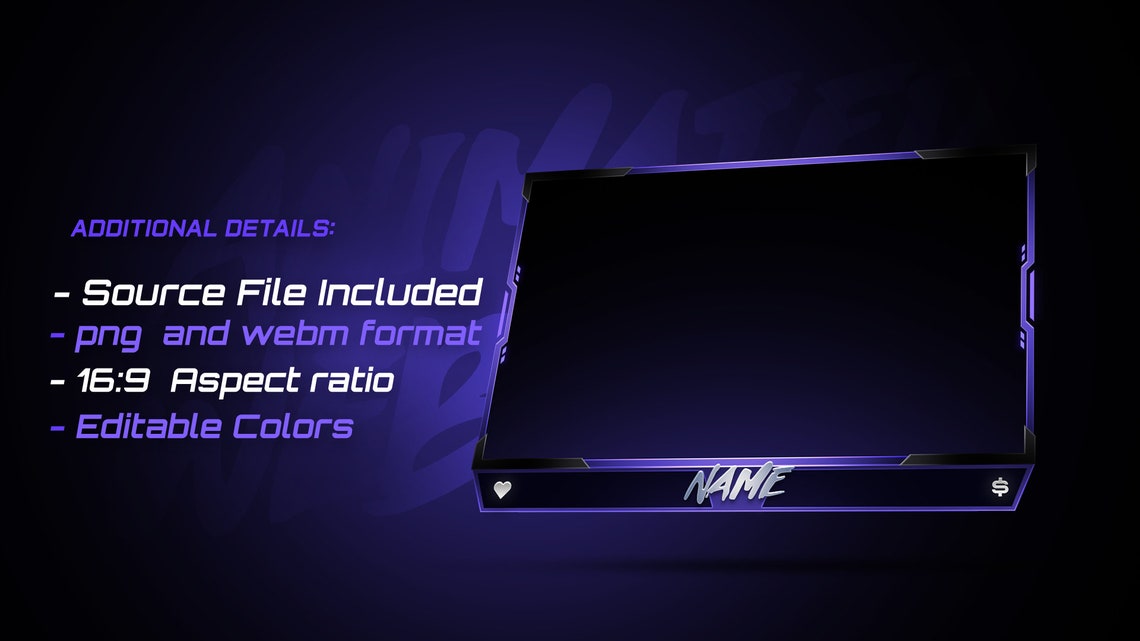 Clean Twitch Overlay Animated Webcam Overlay/twitch Stream Overlays/facecam Overlay/facecam ...