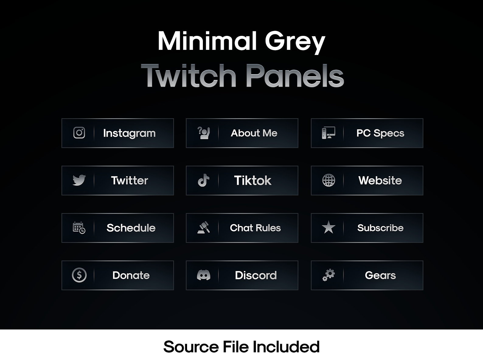 Grey Twitch Panels Pack: Minimal Stream Overlay Templates (PSD) - Etsy