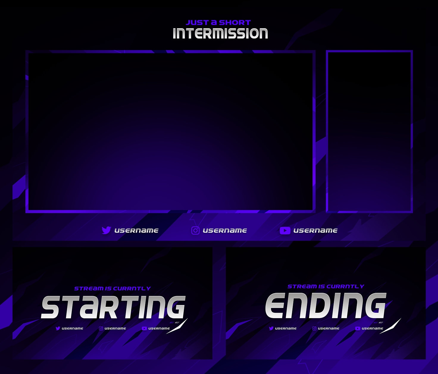 Minimalist Stream Overlay Pack: Clean Twitch Overlay With Source Files ...