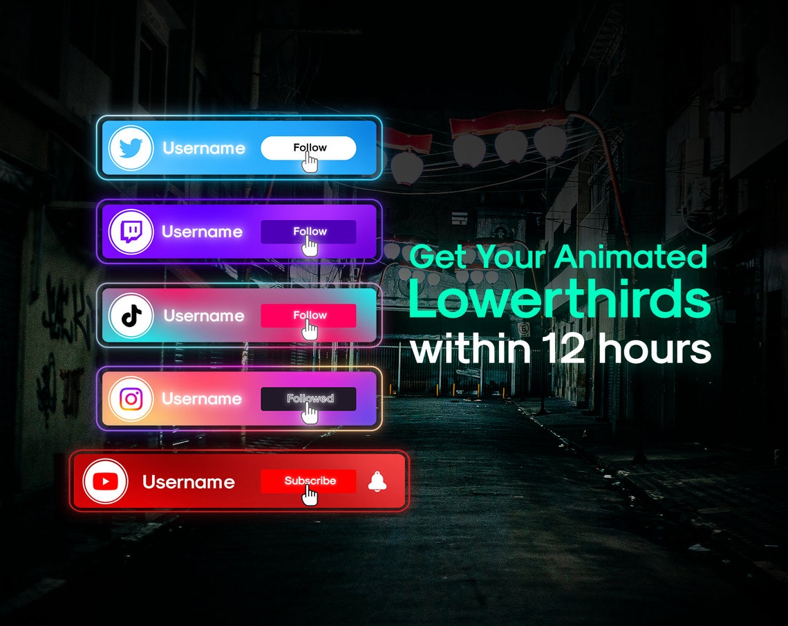Neon Social Media Popup for Youtube, Twitch, Kick Streams and Videos ...