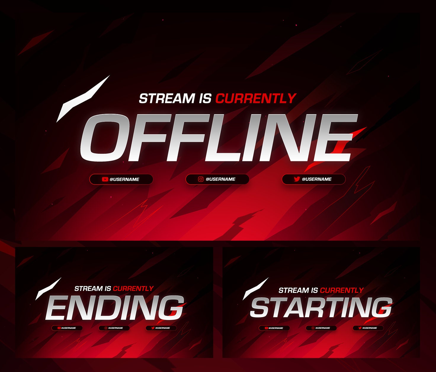 Minimal Red Stream Overlay Pack for Twitch, Kick & Youtube Streamers ...