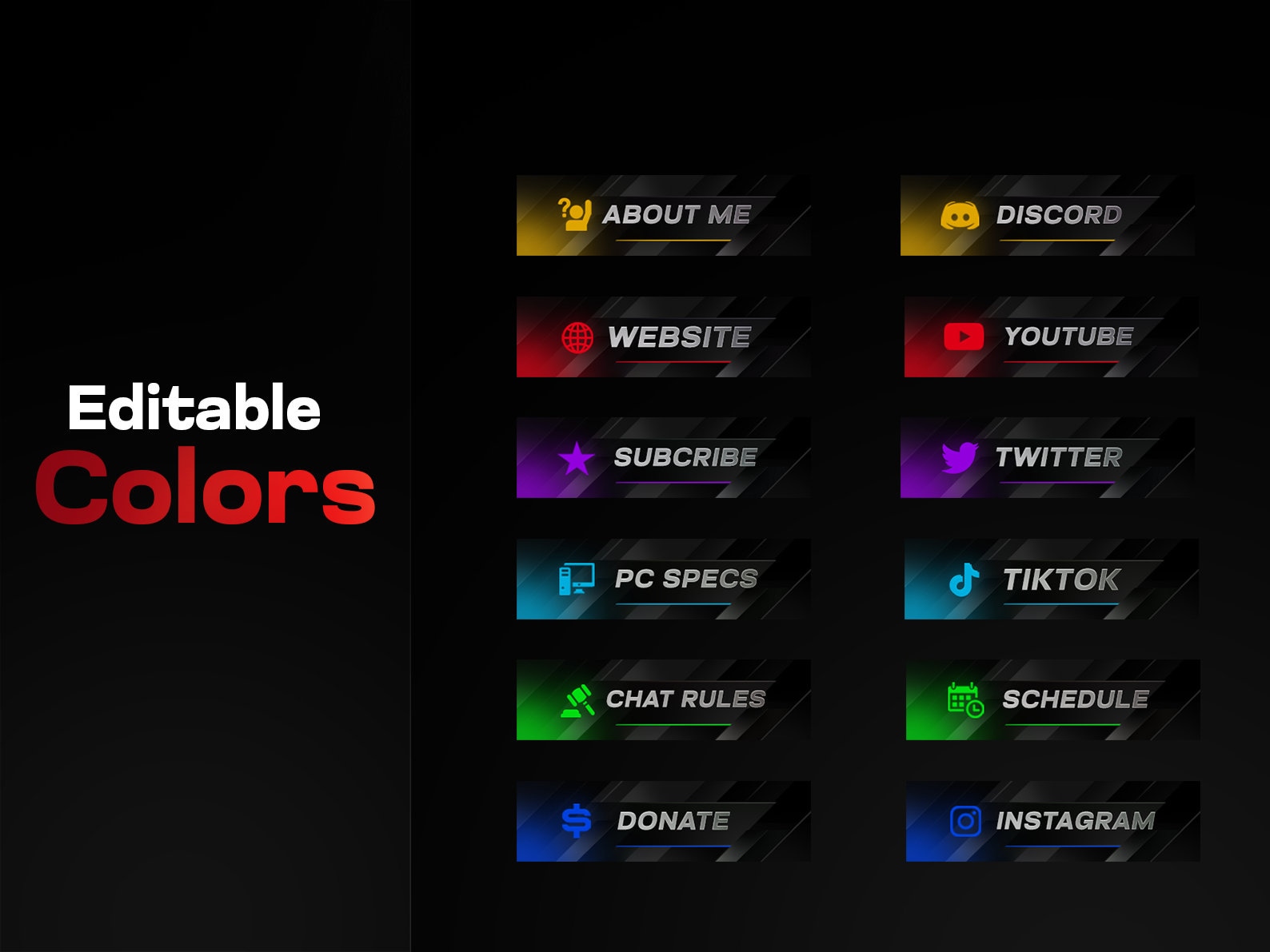 Minimal Red Twitch Panels // Twitch Panels Template // Stream Overlay ...