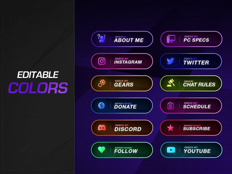Purple Twitch Panels Pack Minimal Twitch Panels Template Info Twitch ...