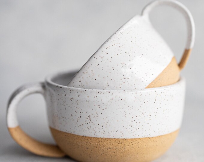 Coffee or Tea Bulb Mug | Handcarved Pottery Stoneware Mug in White - Etsy