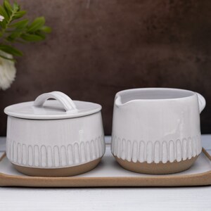 Large Cream and Sugar Set With Tray Kitchen Decor Gift Tea Set Ceramic ...