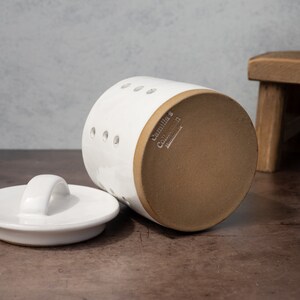 Garlic Keeper Lidded Jar Large Pottery Ceramic Garlic Crock Modern ...