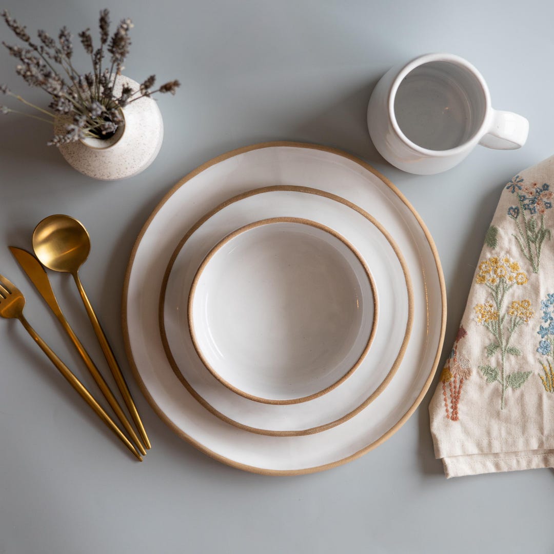 Mid Century Modern Plate Set Handcrafted Custom Ceramic Dinnerware ...