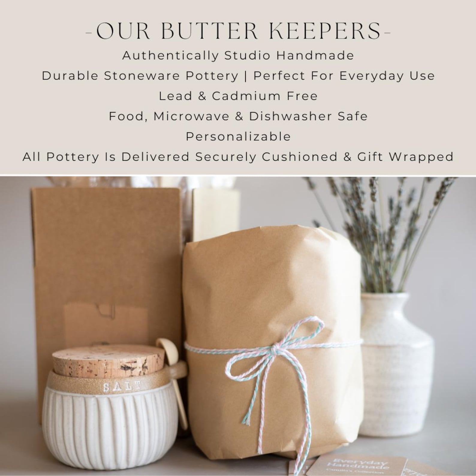Checkered French Butter Keeper | Modern Ceramic Butter Dish | Kitchen ...