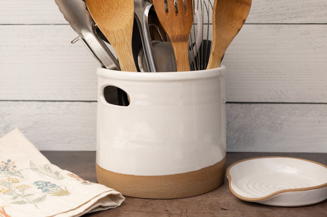 Utensil Holder Kitchen Storage Kitchen Decor Utensil Crock Cooking Gift ...