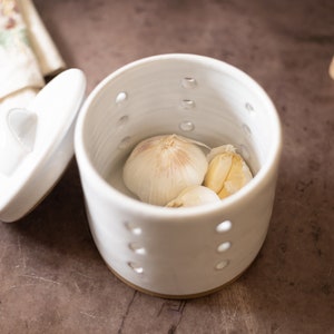 Lidded Jar Garlic Keeper Large Pottery Cooking Gift Ceramic Garlic ...