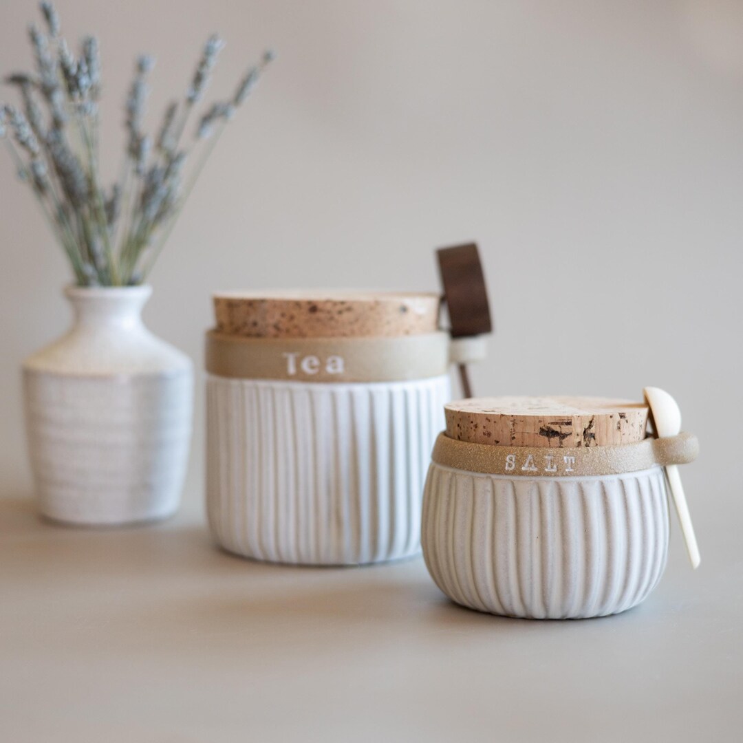 Personalized Jar With Spoon Kitchen Storage Container for Salt Cellar ...