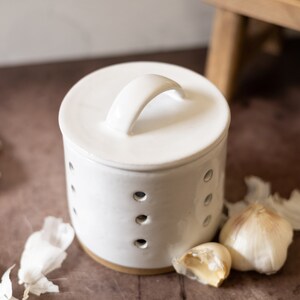 Lidded Jar Garlic Keeper Large Pottery Cooking Gift Ceramic Garlic ...
